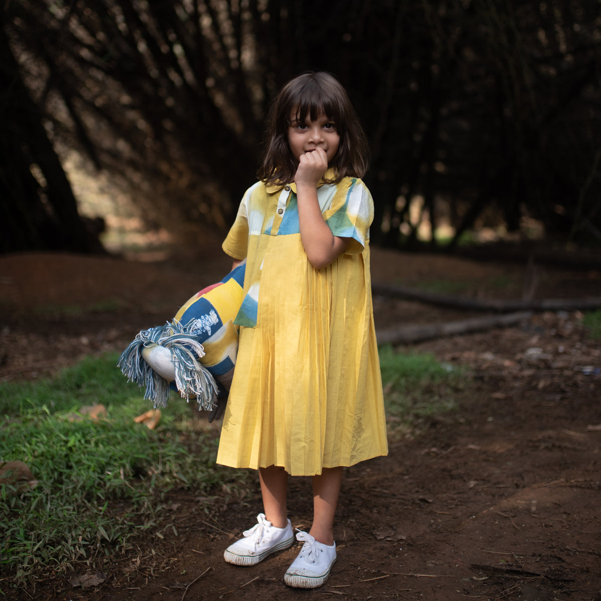 Pomegranate Itajime Pleated Dress — Muuyee